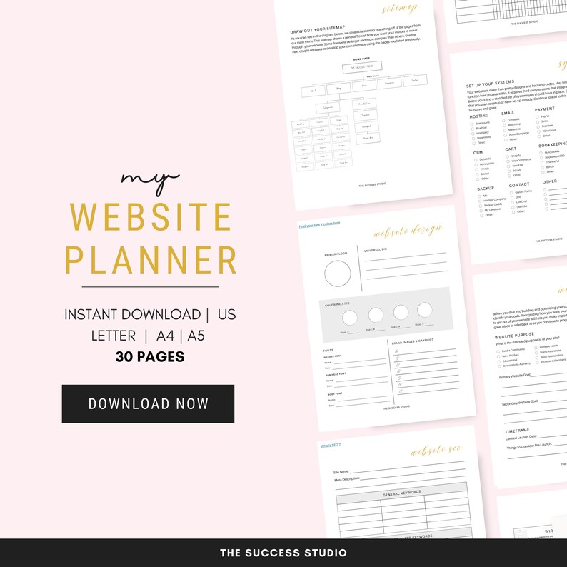 Website Planner, Website Design, Website Planning, Planning Workbook ...