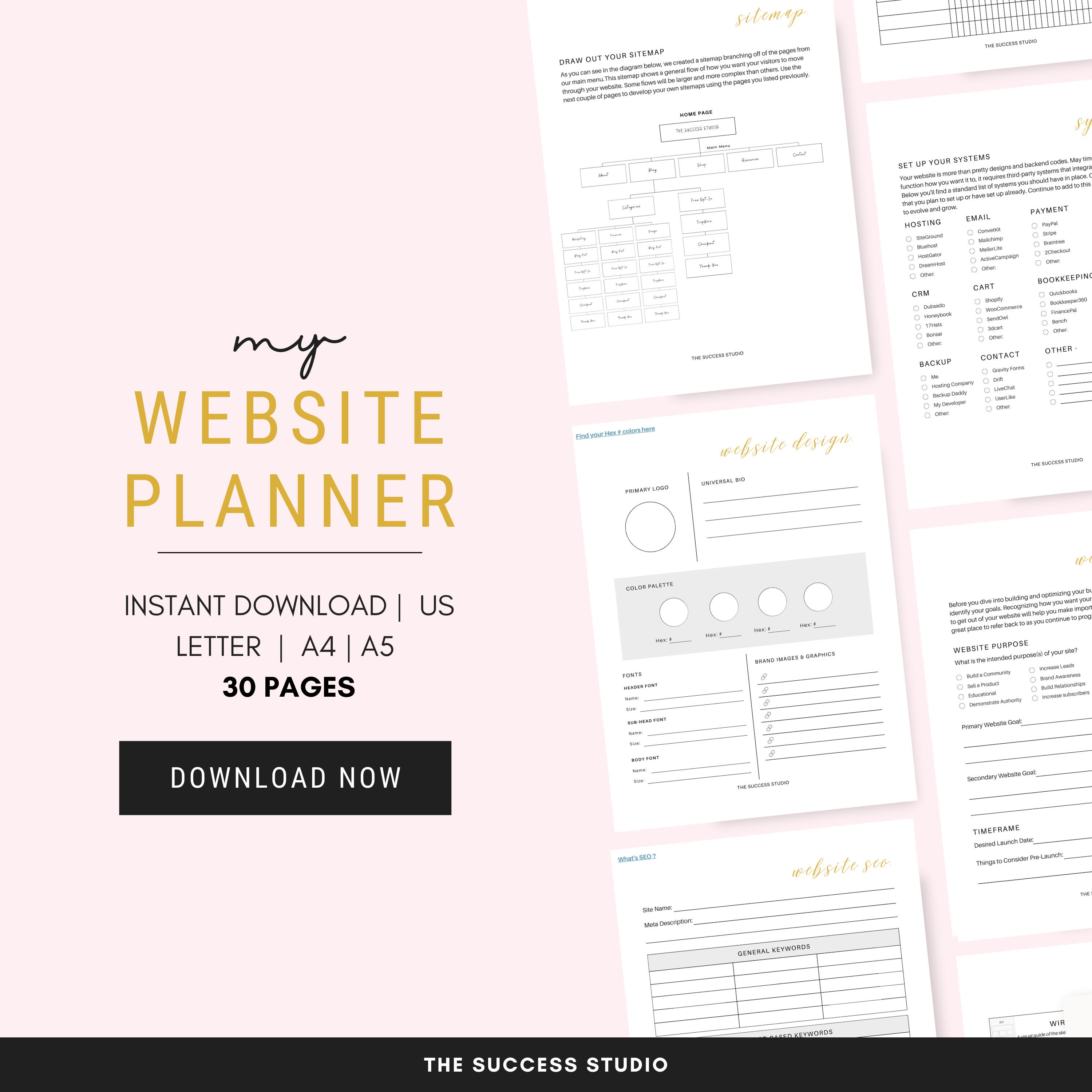Website Planner, Website Design, Website Planning, Planning Workbook ...