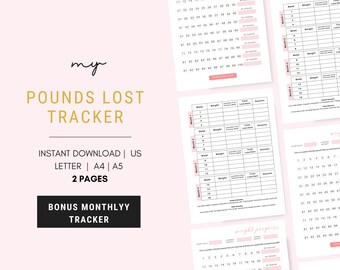 Weight Loss Tracker Printable, Weight Loss Journal, Weight Loss Planner ...