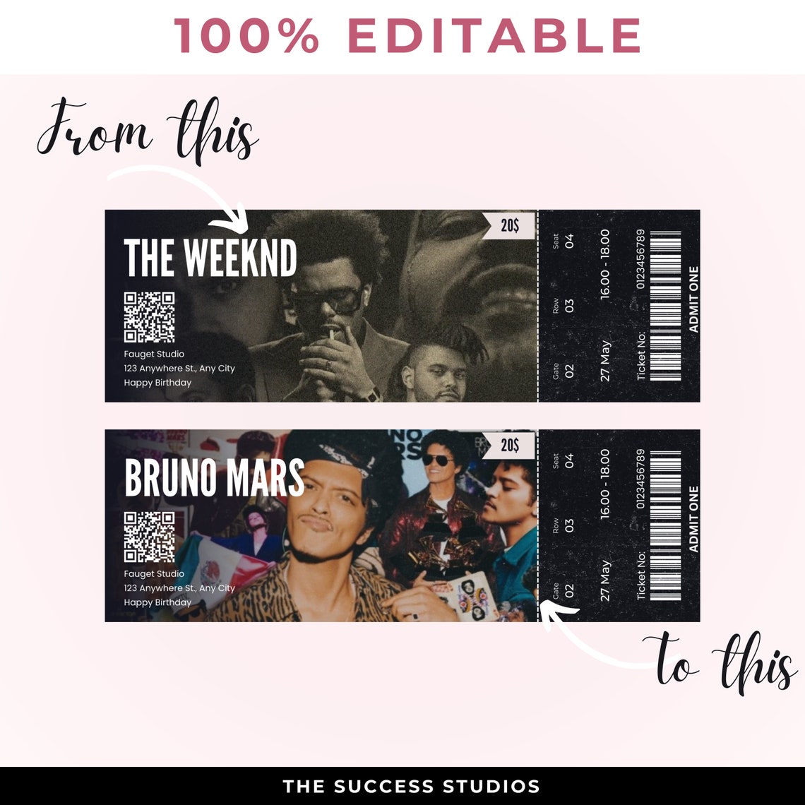 Editable Concert Ticket Canva Template, DIY Concert Ticket, Printable ...