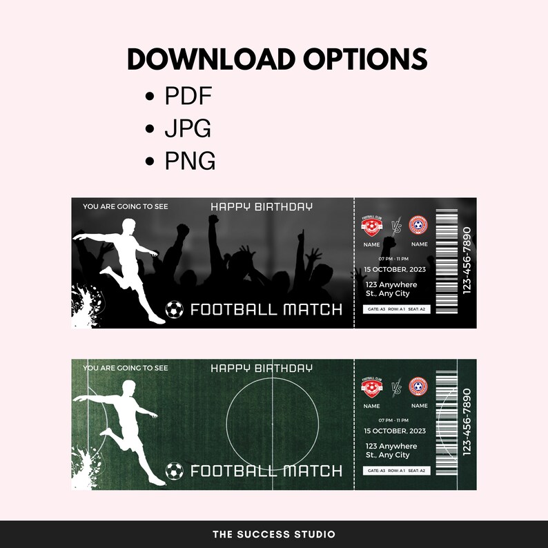 Editable Football Ticket Canva Template, DIY Football Ticket, Printable ...