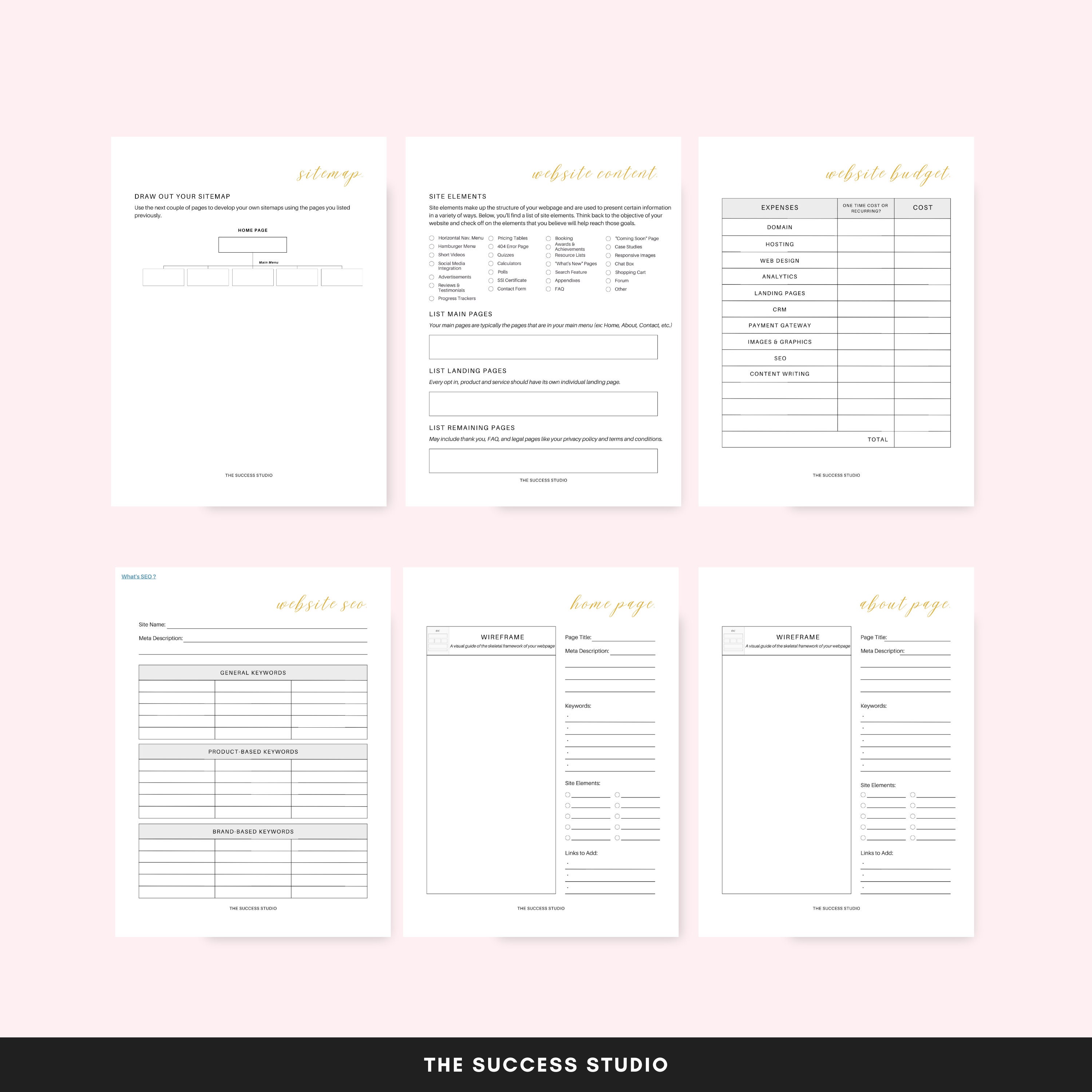 Website Planner, Website Design, Website Planning, Planning Workbook ...