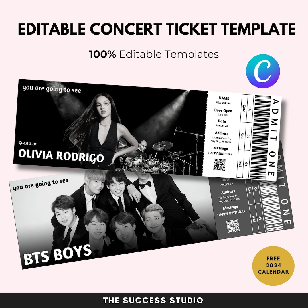Editable Concert Ticket Canva Template, DIY Concert Ticket, Printable ...