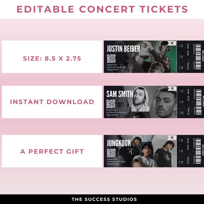 Editable Concert Ticket Canva Template, DIY Concert Ticket, Printable ...