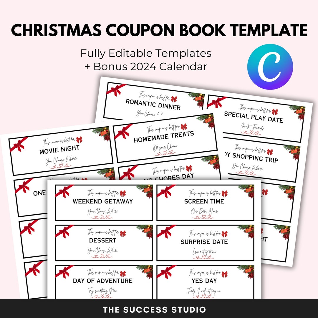 Christmas Coupon Book EDITABLE, Printable Coupon Book Template, Custom ...