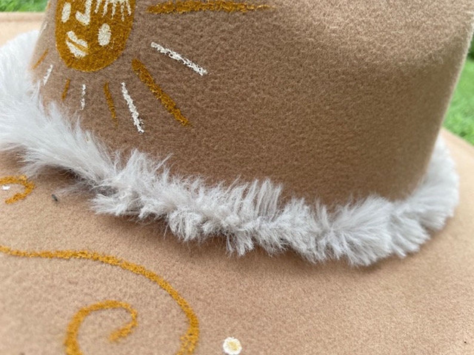 Hand Painted Sun and Moon Wide Brim Felt Adventure Hat - Etsy