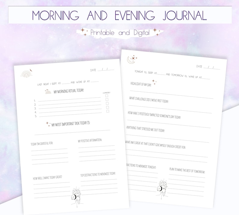 Morning and Evening Journal, Morning Routine Builder, Nighttime Journal ...