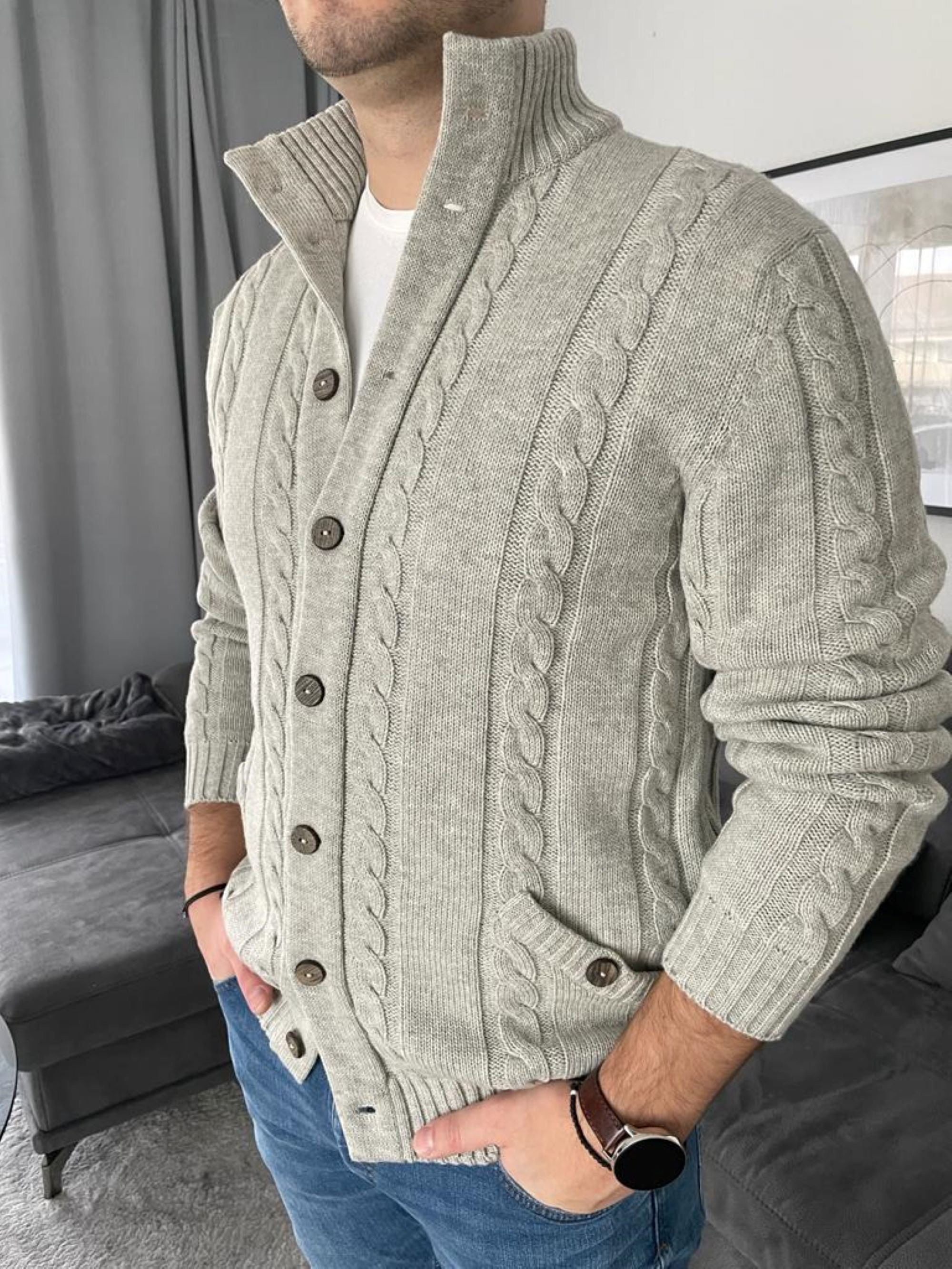 Wool Men Cardigan. Merino Wool Cardigan. Men Wool Sweater. Knit Men Cardigan. Cozy Mens Cardigan ...