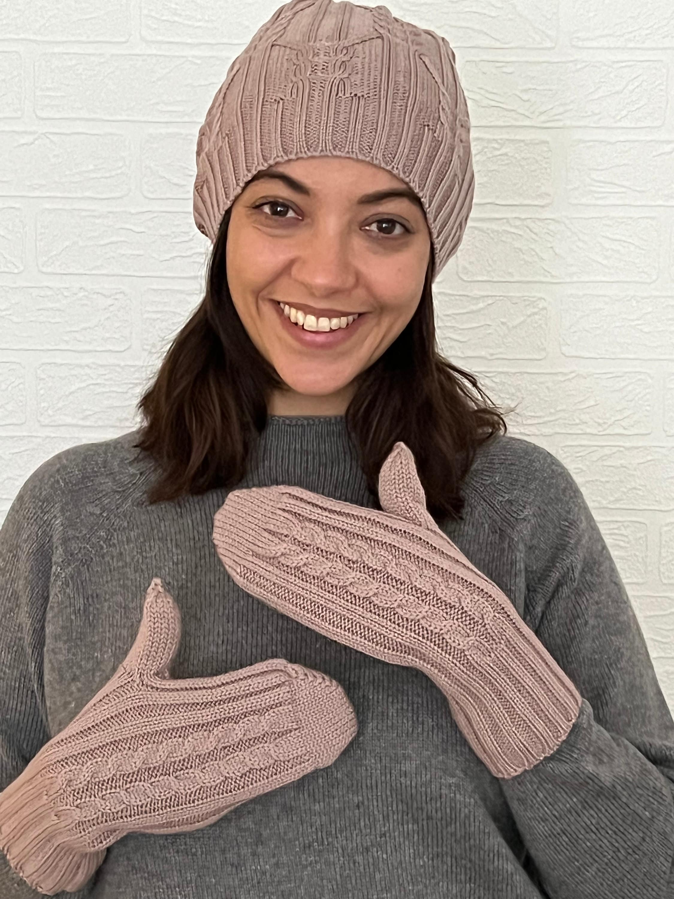 Hat and Mitten Set, 100% Wool Hat, Merino Wool Mittens, Winter Hat and ...