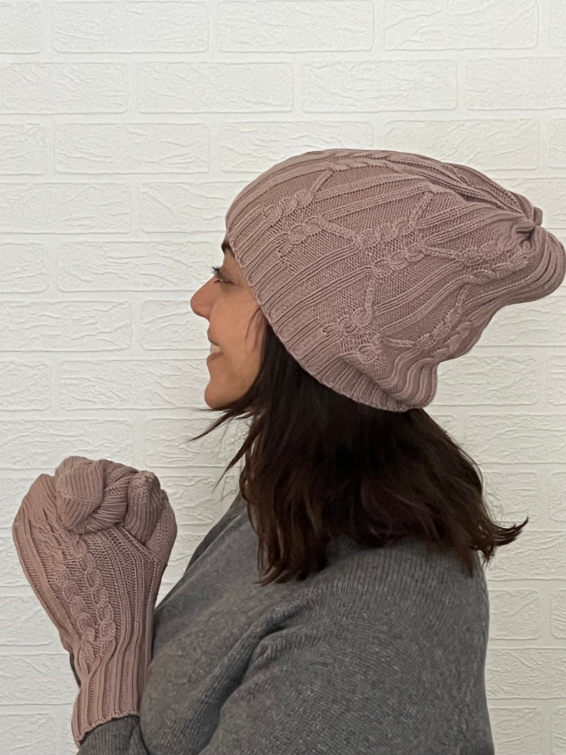 Hat and Mitten Set, 100% Wool Hat, Merino Wool Mittens, Winter Hat and ...