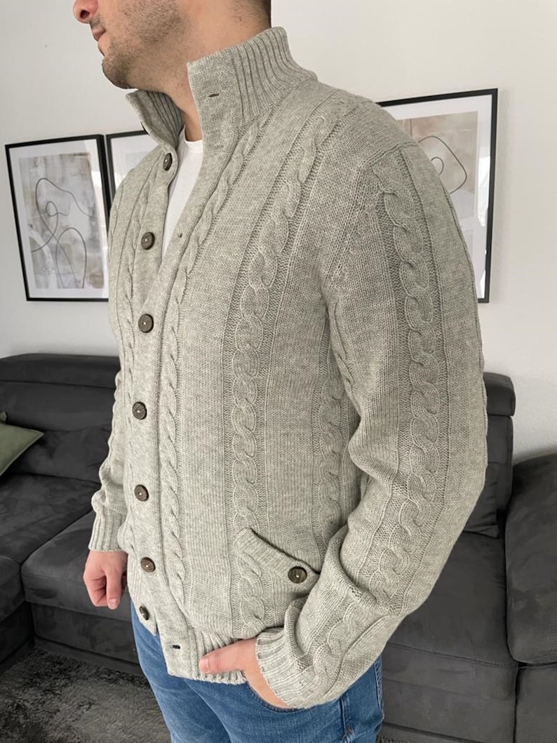 Men Merino Wool Cardigan. Wool Men Sweater. Knit Men Cardigan. Cozy Men ...