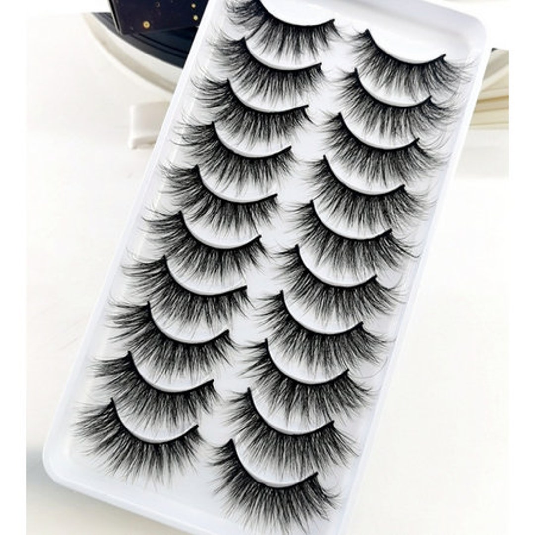 10 Pair Real Mink Eyelashes 3D Natural False Eyelashes Mink Lashes Soft ...