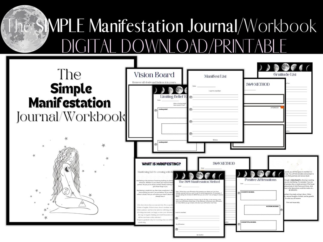 Manifestation Journal Workbook Planner, Law of Attraction, 369 Method ...