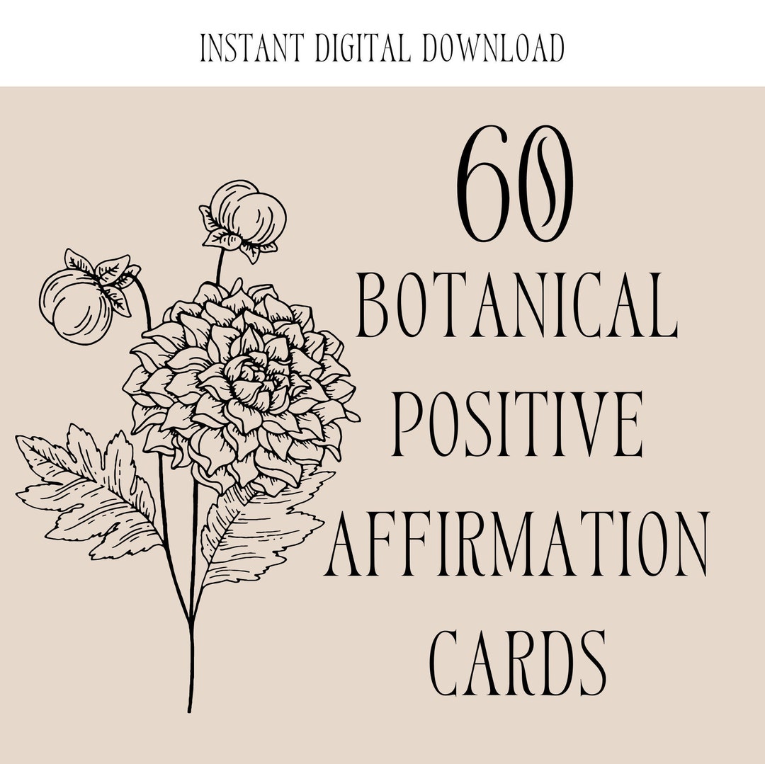 60 Botanical Floral Printable Affirmation Cards - Etsy