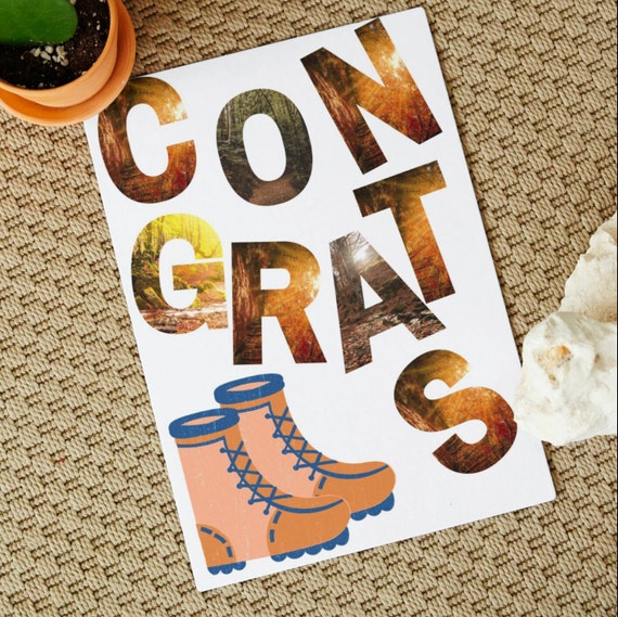 Hiking Congratulations Celebration Greetings Card Printable - Etsy
