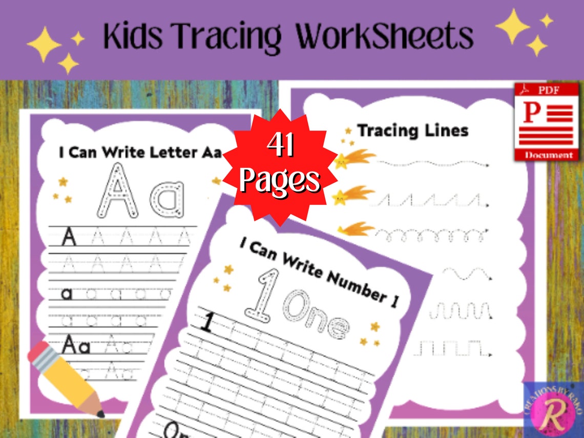A-Z & 1-10 LINE TRACING Alphabet Tracing Work Pages - Etsy