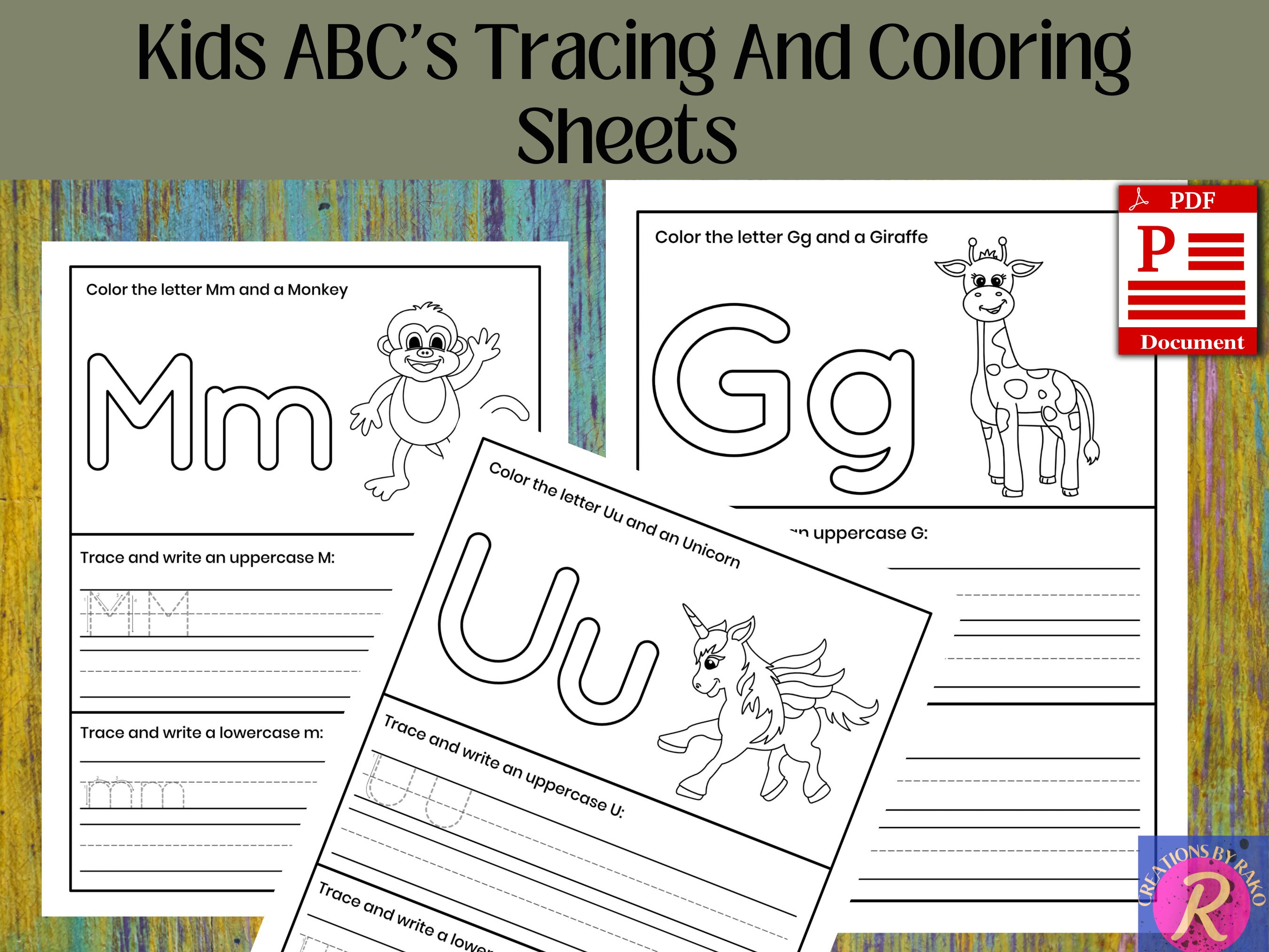 Letters A-Z, Alphabet Worksheets, Tracing, Coloring Letters Animals ...