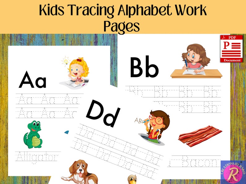 Letters A-Z Alphabet Worksheets Tracing Animals Kids - Etsy