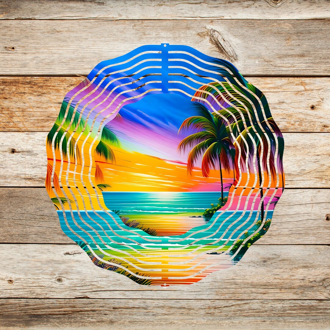 Wind Spinner, Beach, Palm Trees, Tropical Art, Deck, Balcony, Outdoors ...