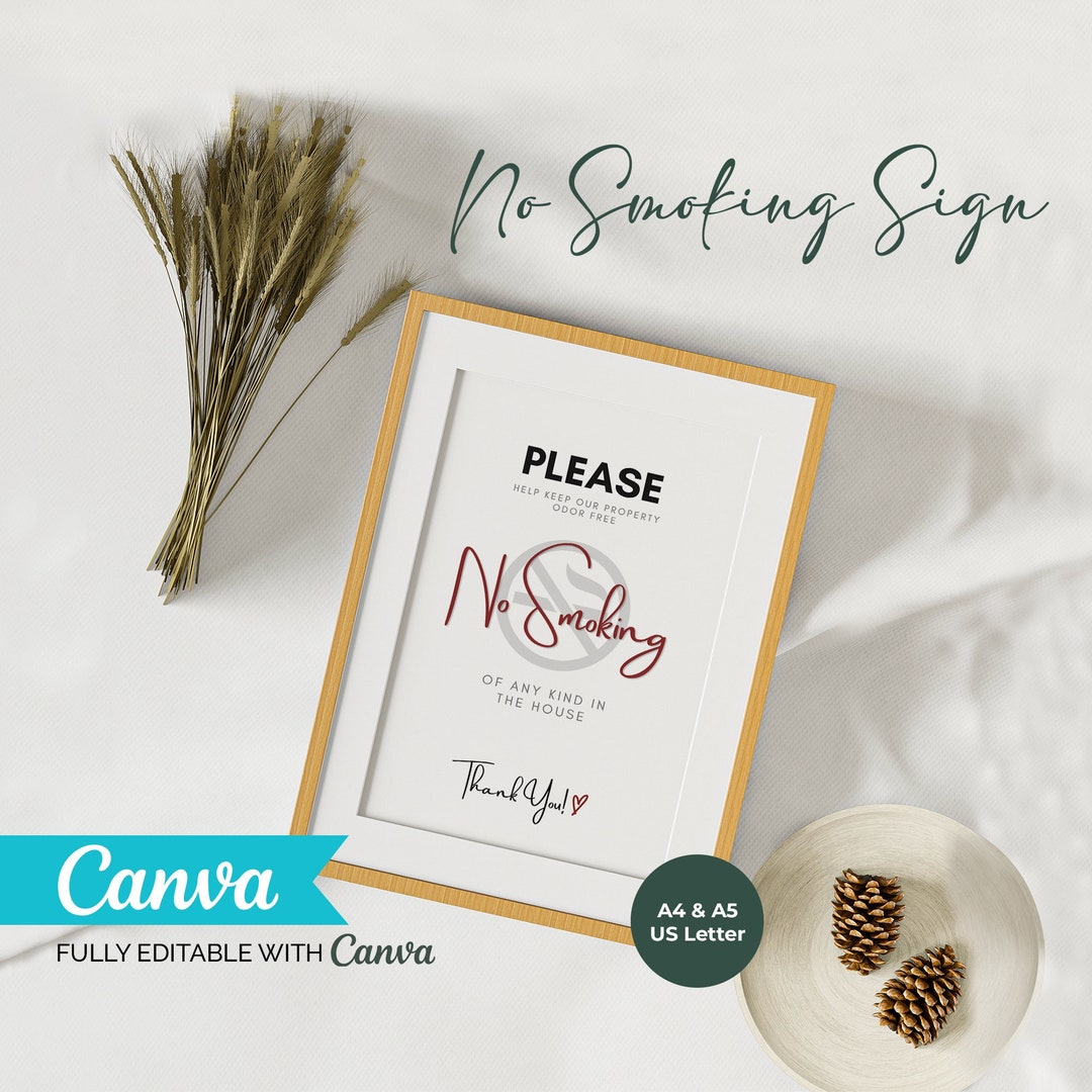 Editable No Smoking and Vaping Sign Airbnb Host Vacation - Etsy