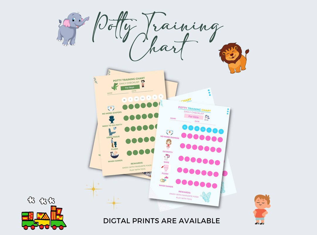 Printable Potty Training Reward Chart for Kids, Editable Potty Chart ...