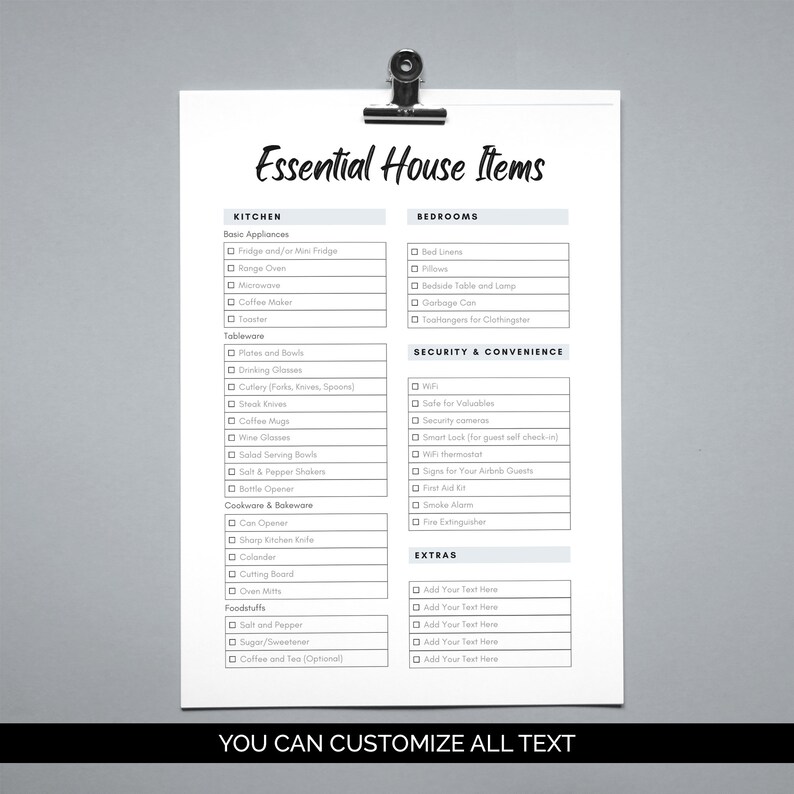 Airbnb Inventory Checklist Template, Airbnb Essentials, Editable ...