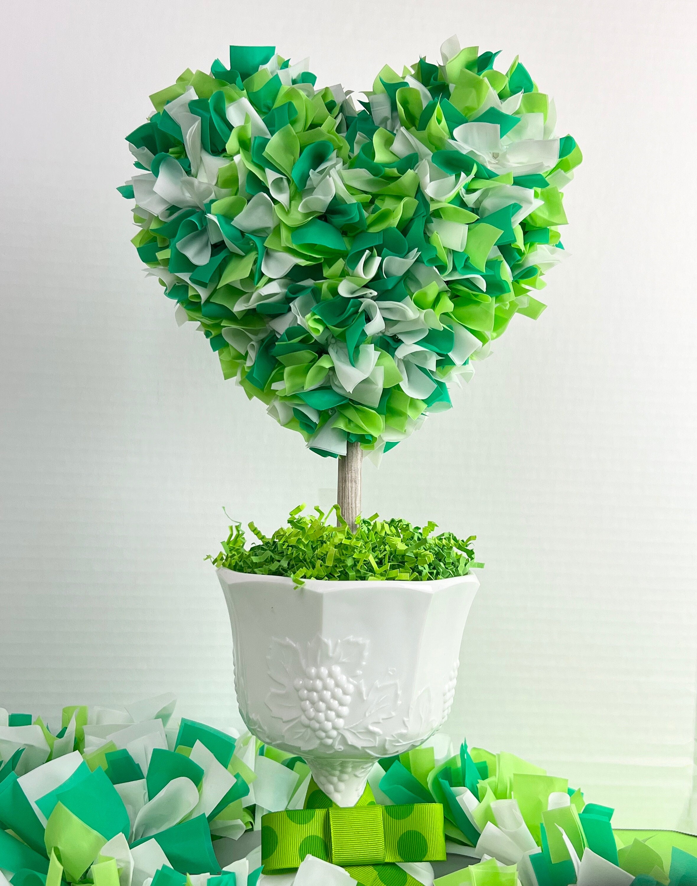 Heart Topiary, White Milkglass Compote, Topiary Heart in Milkglass ...