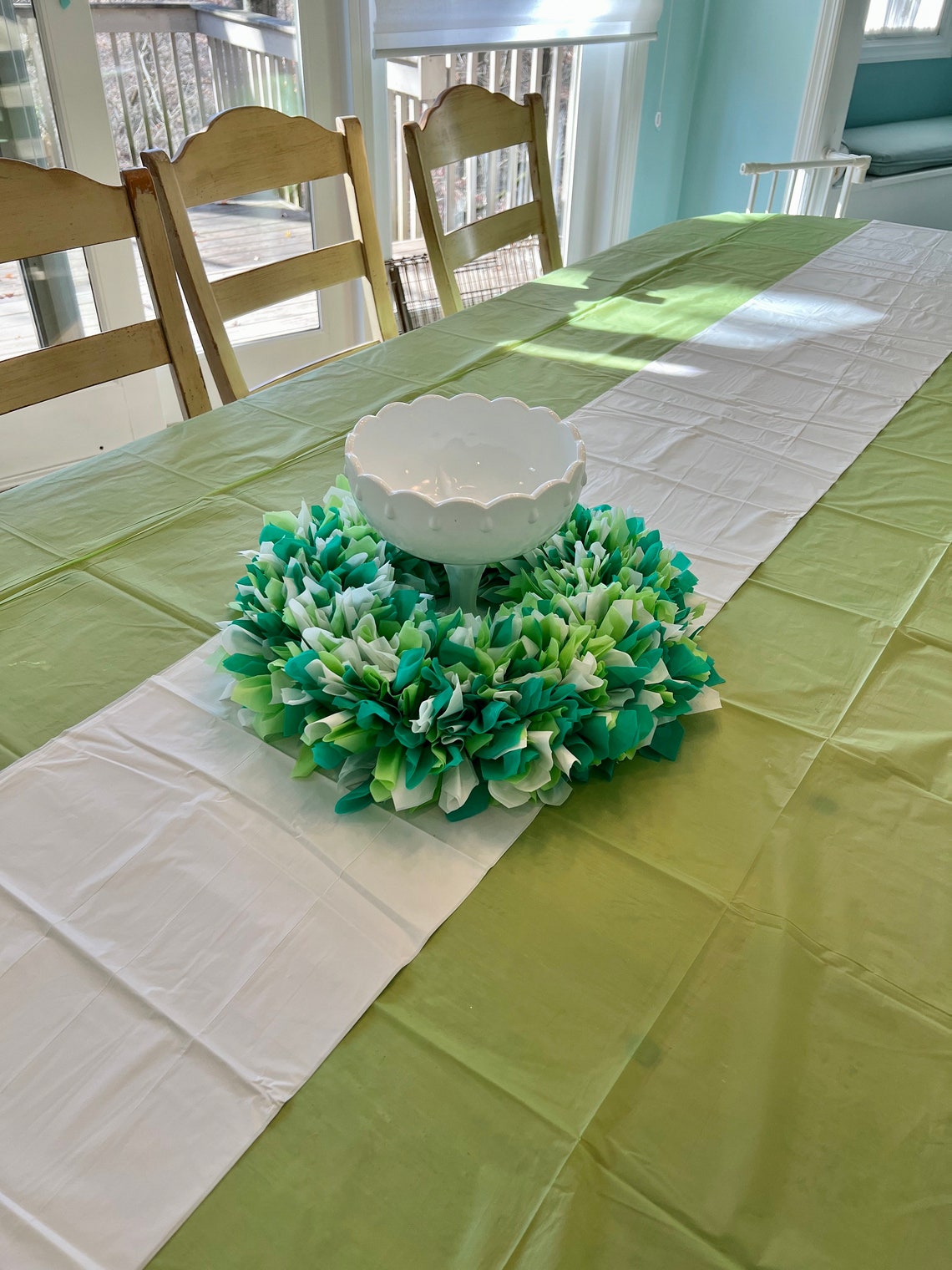 Wreath Made From Table Clothes, Table Centerpiece, Front Door Wreath ...
