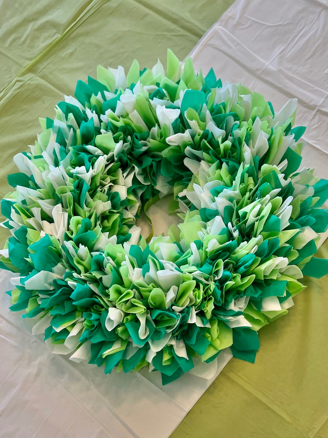 Wreath Made From Table Clothes, Table Centerpiece, Front Door Wreath ...