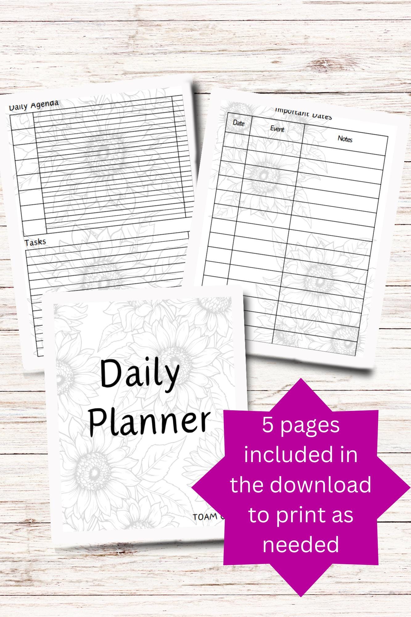 Daily Sunflower Planner for Better Daily Productivity and Control - Etsy