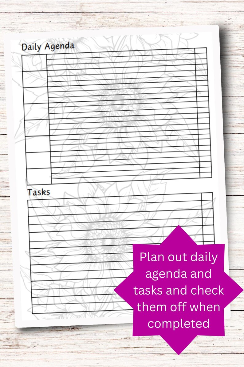 Daily Sunflower Planner for Better Daily Productivity and Control - Etsy