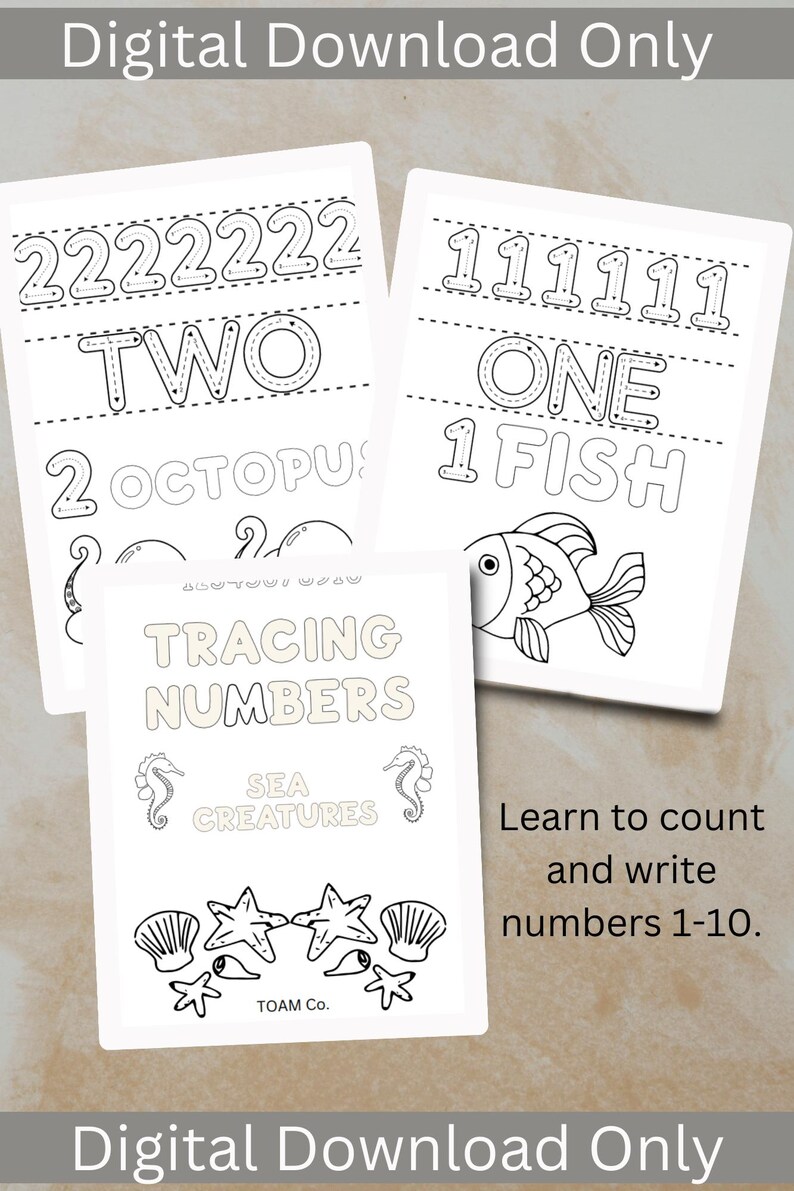 Tracing Numbers With Sea Creatures Activity Packet - Etsy