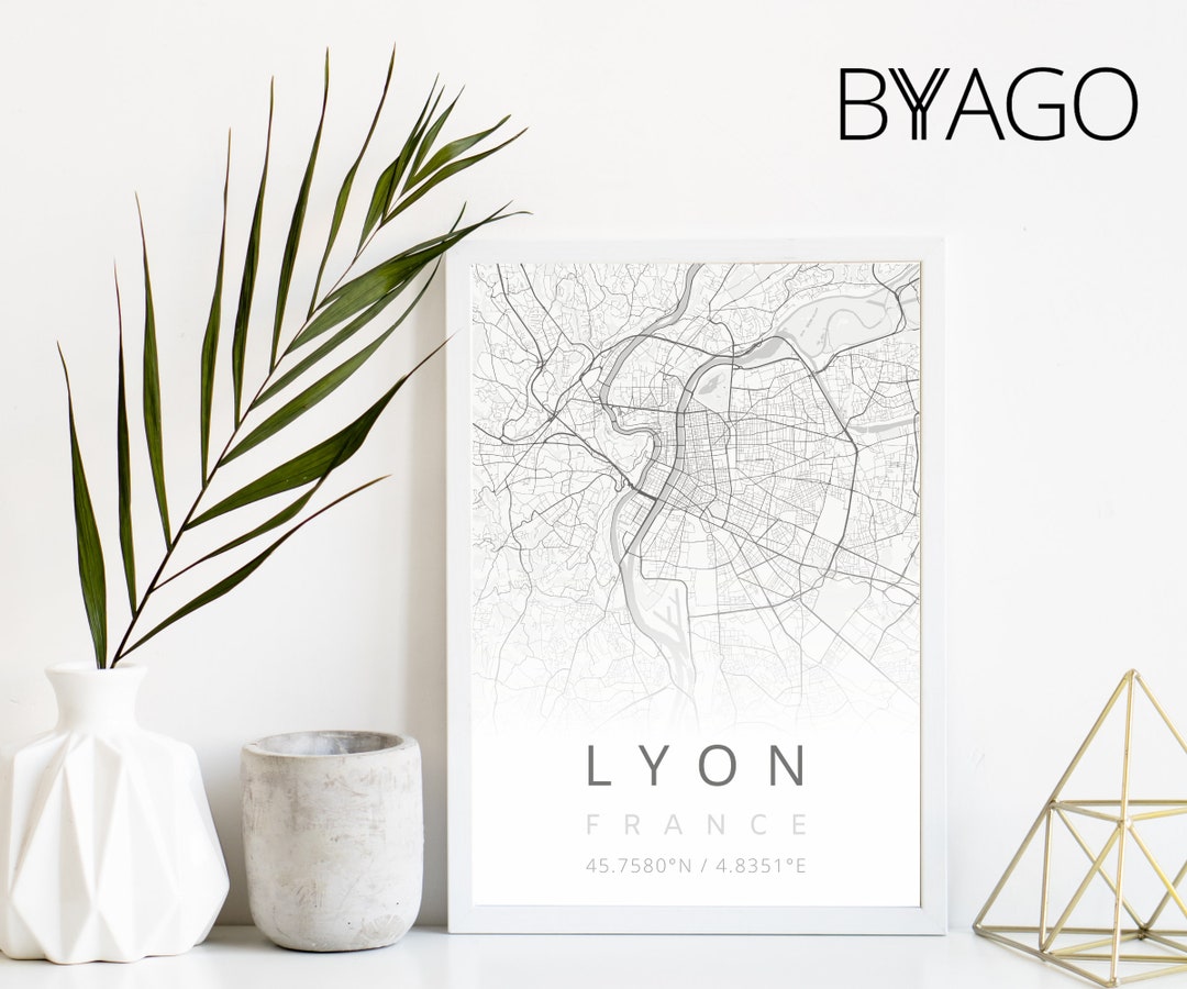 Poster Map LYON Way City Map MYMAP BYAGO - Etsy UK