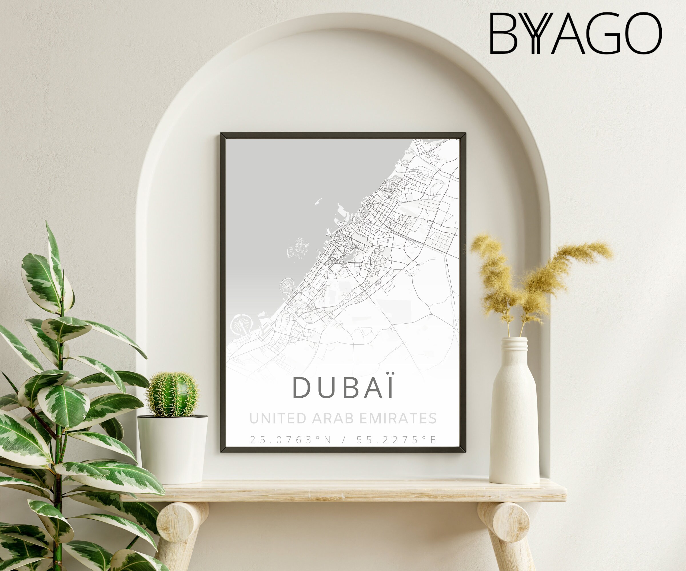 Mapa del cartel DUBAI way mapa de la ciudad MYMAP BYAGO - Etsy México