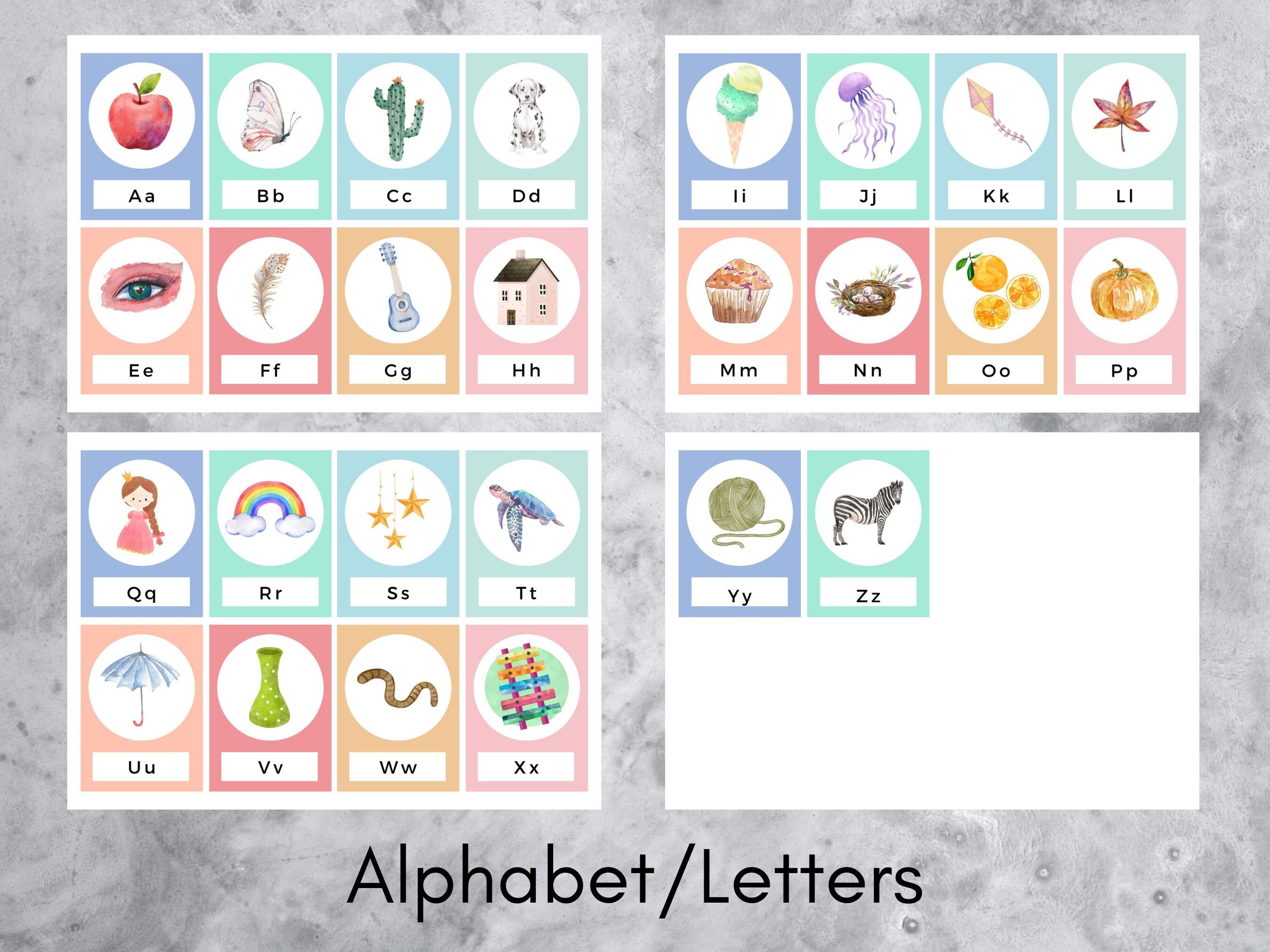 SET OF 5 Printable Watercolor Flashcards Animals Alphabet - Etsy