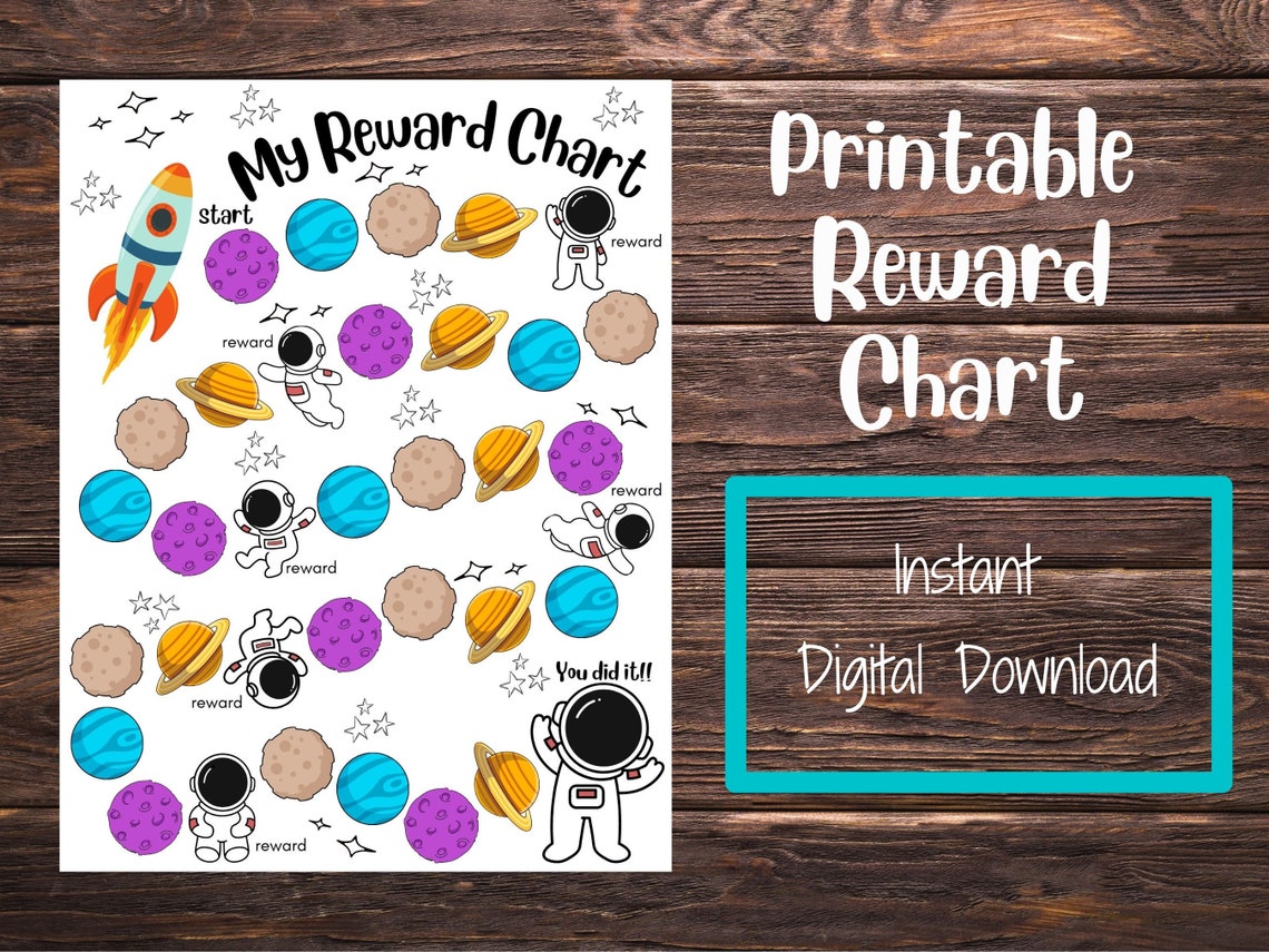 Printable Space Reward Chart, Astronaut, Planets, Stars, Toddler ...