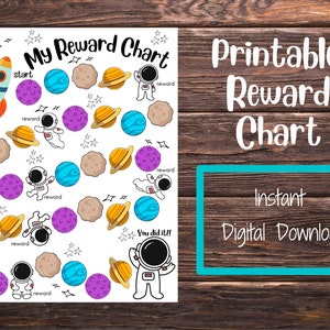 Printable Space Reward Chart, Astronaut, Planets, Stars, Toddler ...