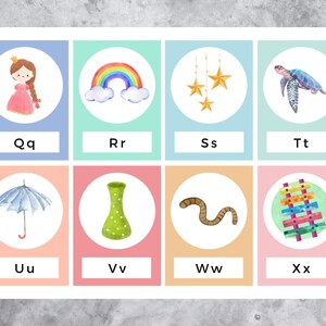 Watercolor Alphabet Letter Flashcards Preschool, Toddler, Kindergarten ...