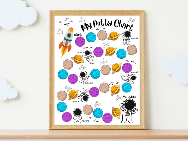 Printable Space Potty Chart, Astronaut, Planets, Stars, Toddler ...