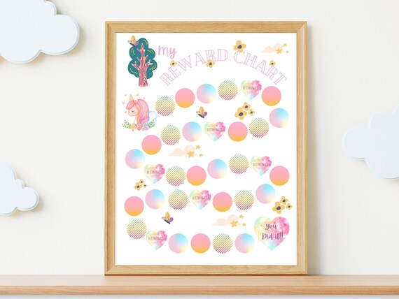 Printable Unicorn Rainbow Reward Chart Astronaut Planets - Etsy