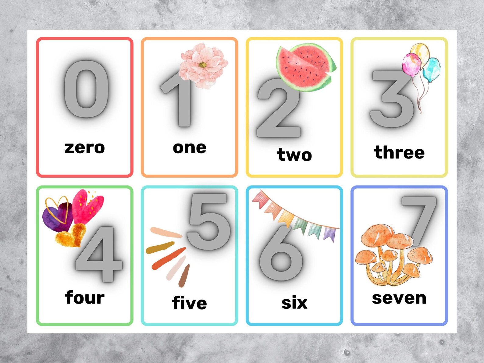 Printable Watercolor Number Flashcards 0-20 Toddler - Etsy