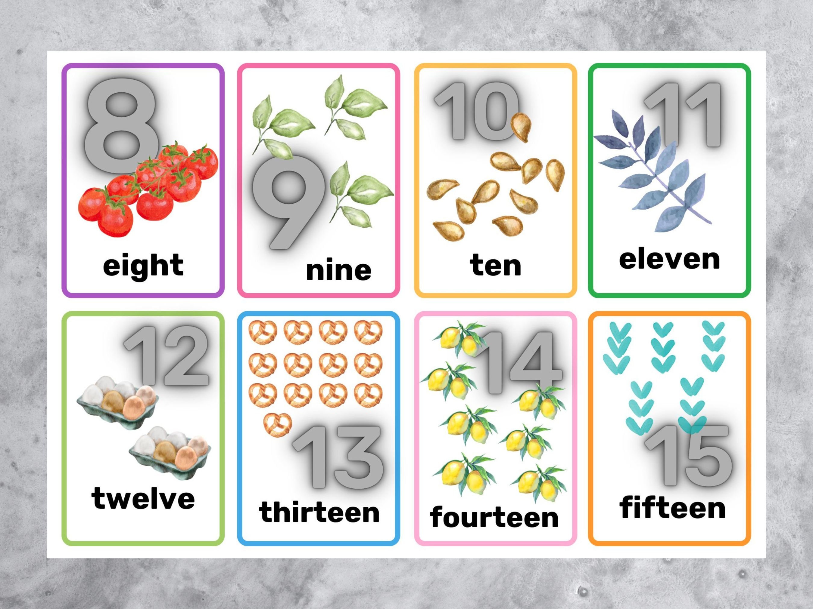 Printable Watercolor Number Flashcards 0-20 Toddler - Etsy