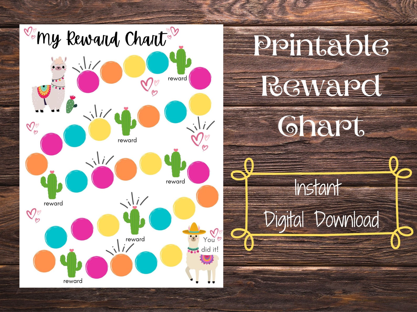 Printable Llama Cactus Reward Chart, Astronaut, Planets, Stars, Toddler ...