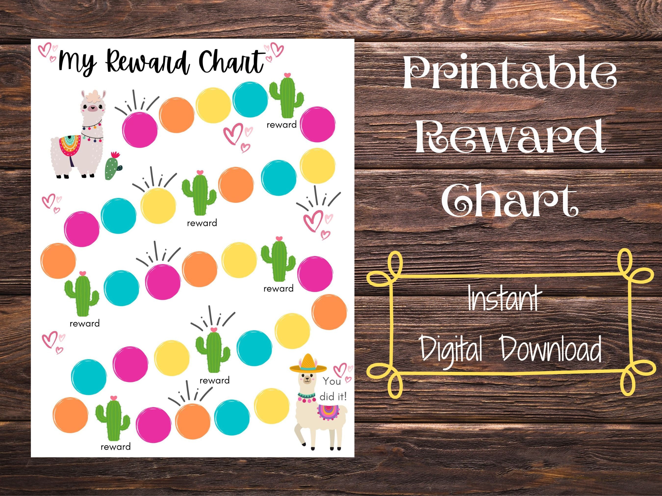 Printable Llama Cactus Reward Chart, Astronaut, Planets, Stars, Toddler ...