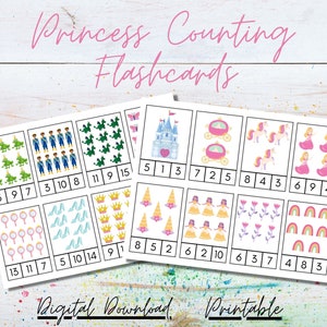 Princess Flashcards Counting Activity Matching Game Learning to Count ...
