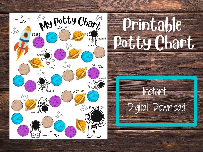 Printable Space Potty Chart, Astronaut, Planets, Stars, Toddler ...