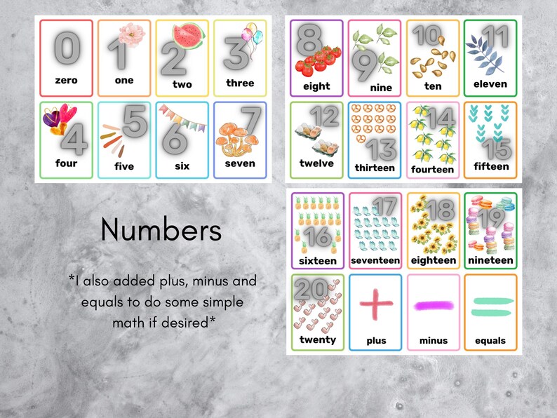 Watercolor Flashcards Set: Animals, Alphabet, Numbers, Shapes, Colors ...