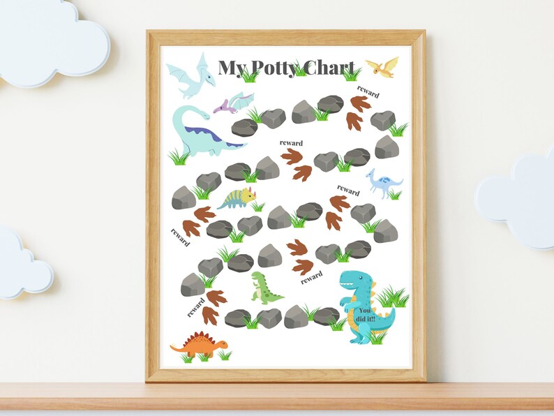 Printable Dinosaur Potty Chart Toddler, Reward Chart, Potty Training ...