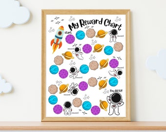 Printable Space Potty Chart, Astronaut, Planets, Stars, Toddler ...