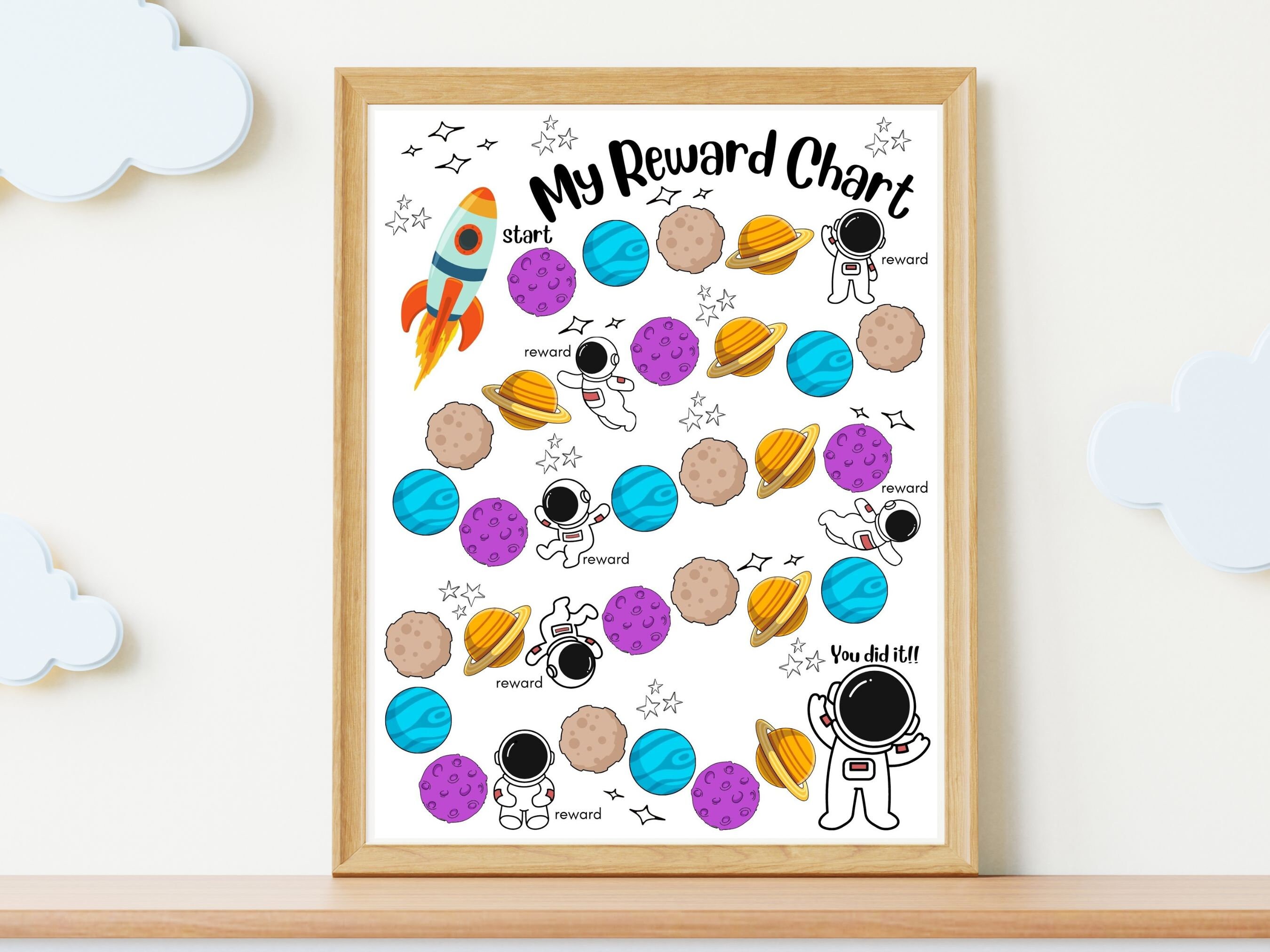 Printable Space Reward Chart, Astronaut, Planets, Stars, Toddler ...
